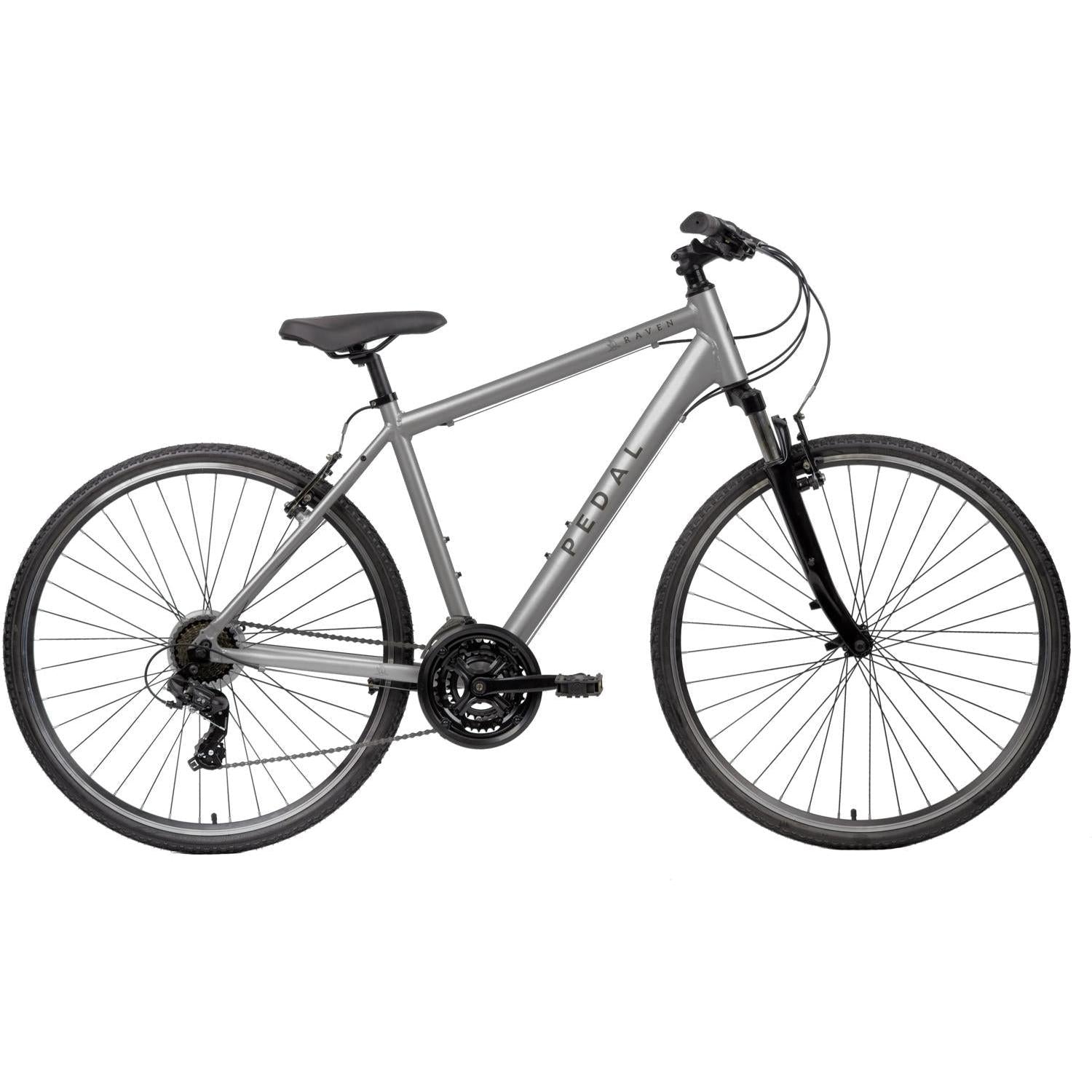 Pedal Raven 3 Hybrid Bike Satin Silver – 99 Bikes