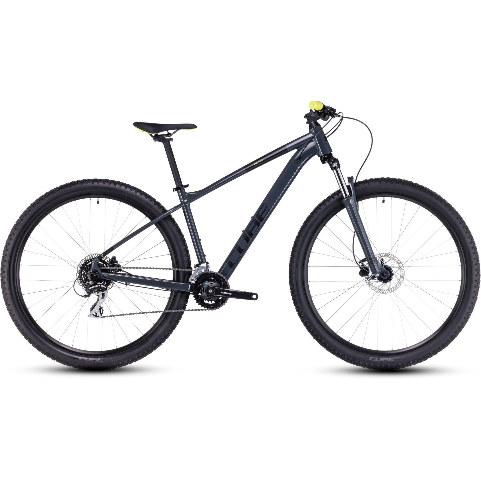 Cube Aim Pro Hardtail Mountain Bike Grey'n'Flash Yellow – 99 Bikes