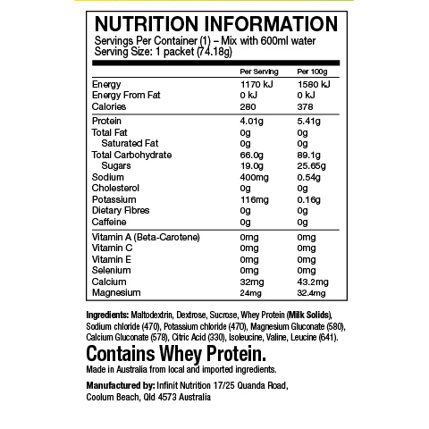 Infinit Nutrtition GO FAR Electrolyte & Carbohydrate Powder Lemon/Lime ...