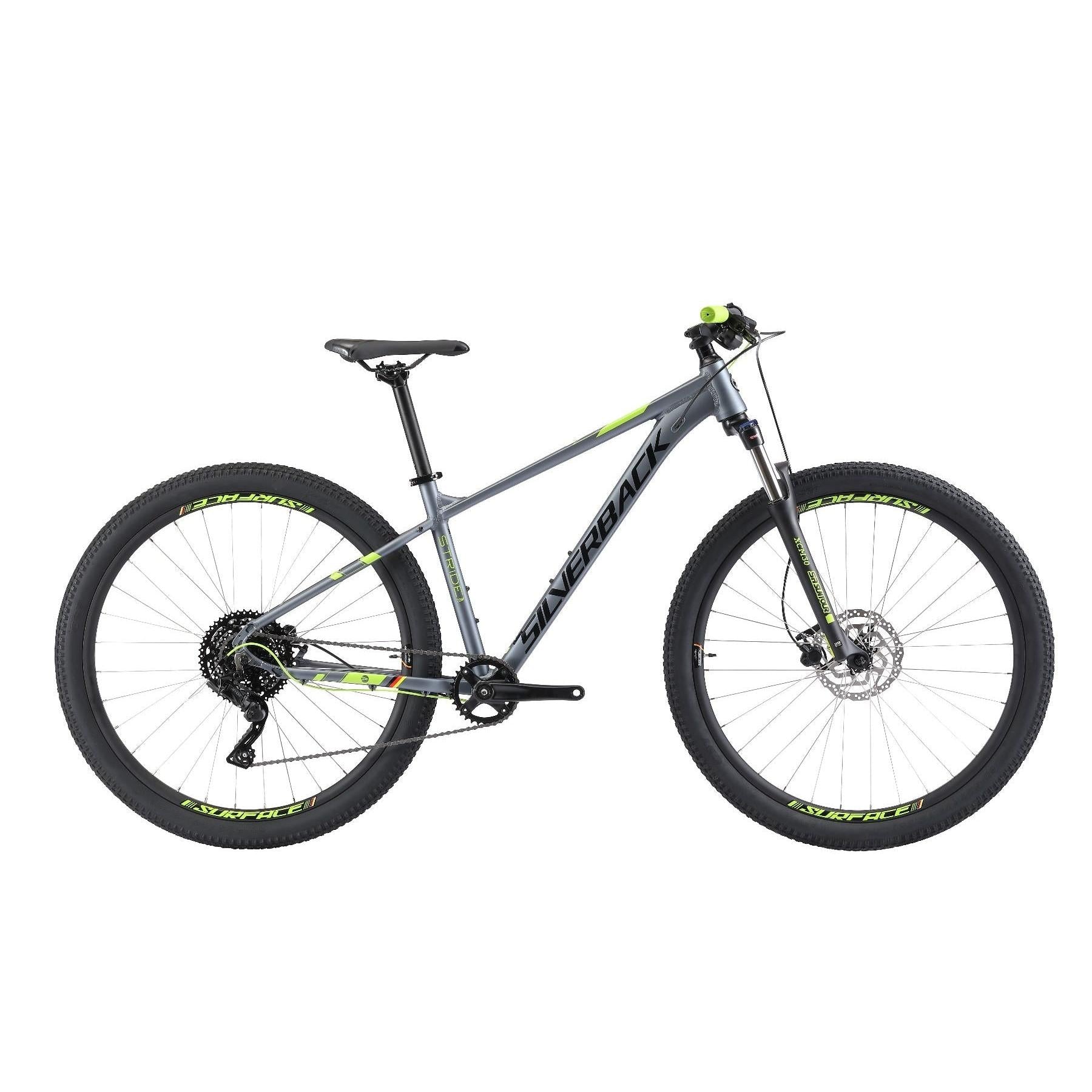 Silverback Stride Comp Hardtail Mountain Bike Grey/Gloss Lime – 99 Bikes