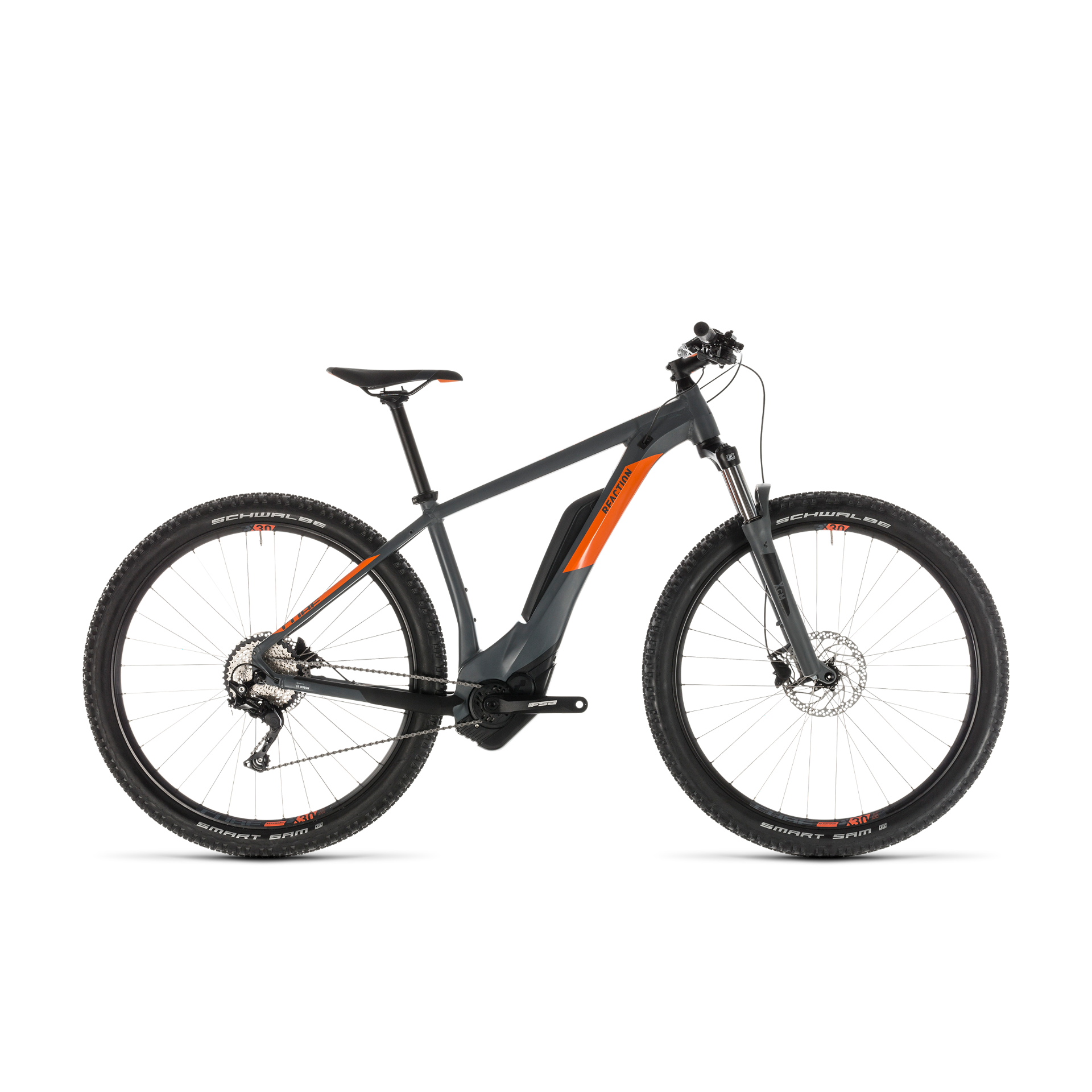 Cube Reaction Hybrid Pro 400 E-Mountain Bike Grey/Orange (2019) – 99 Bikes